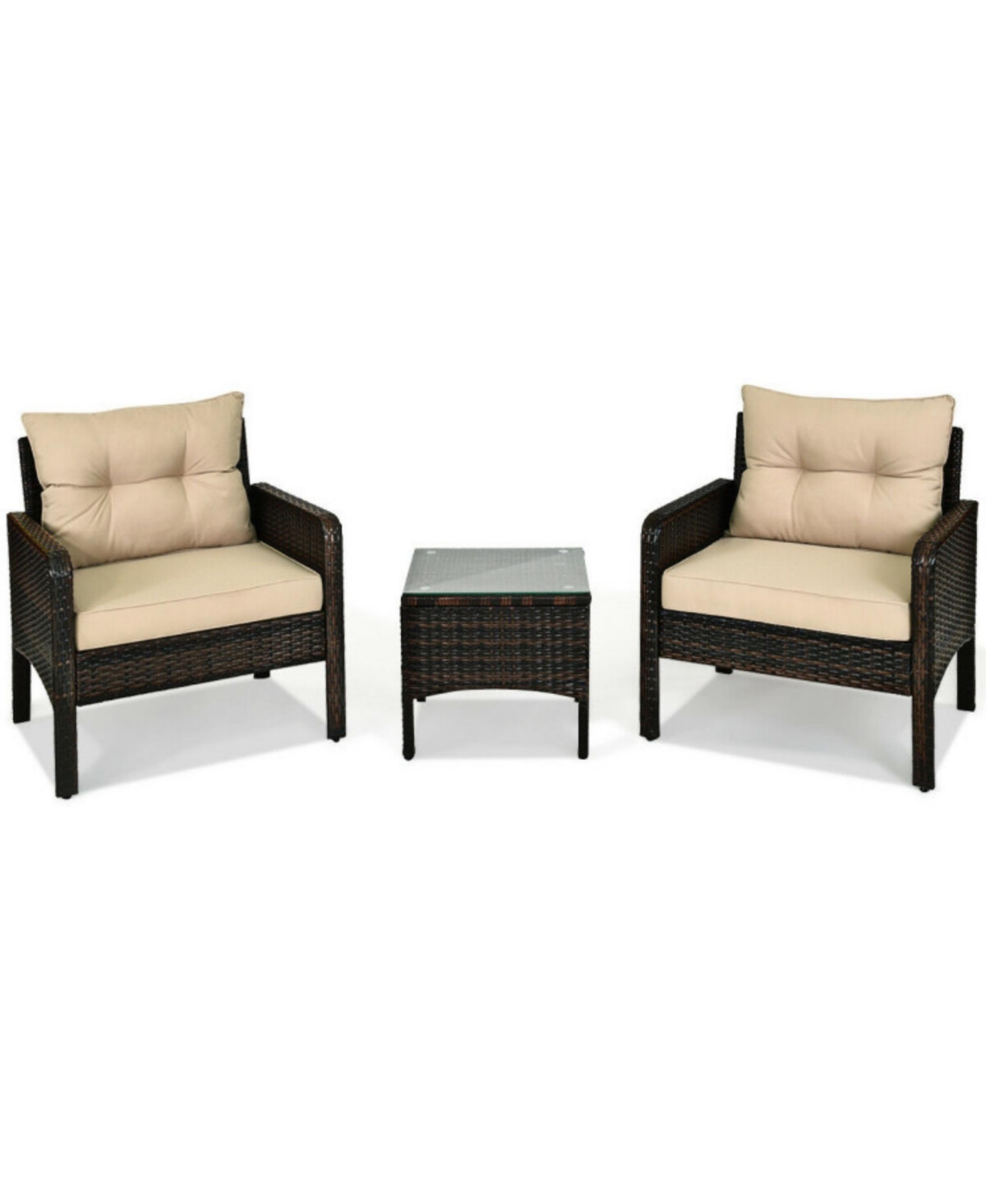 Click here for Clihome 3 Pieces Pe Rattan Patio Conversation Set... prices