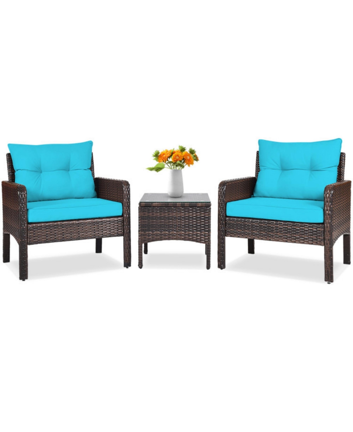 Click here for Clihome 3 Pieces Pe Rattan Patio Conversation Set... prices