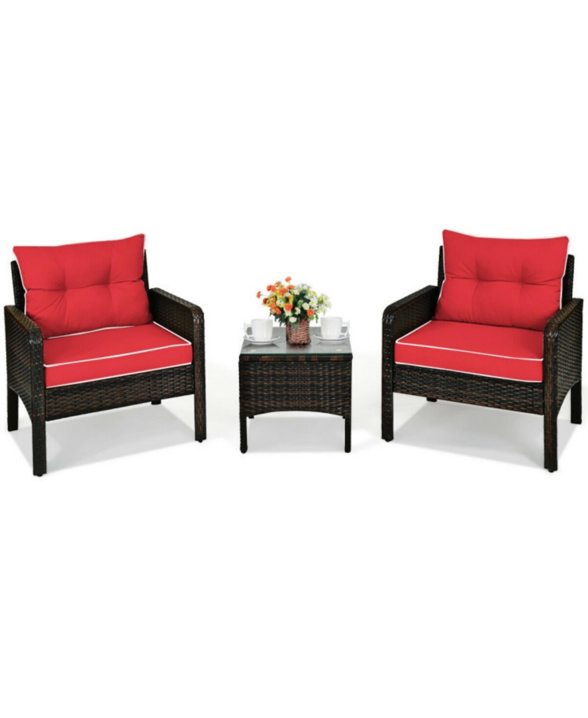 Click here for Clihome 3 Pieces Pe Rattan Patio Conversation Set... prices