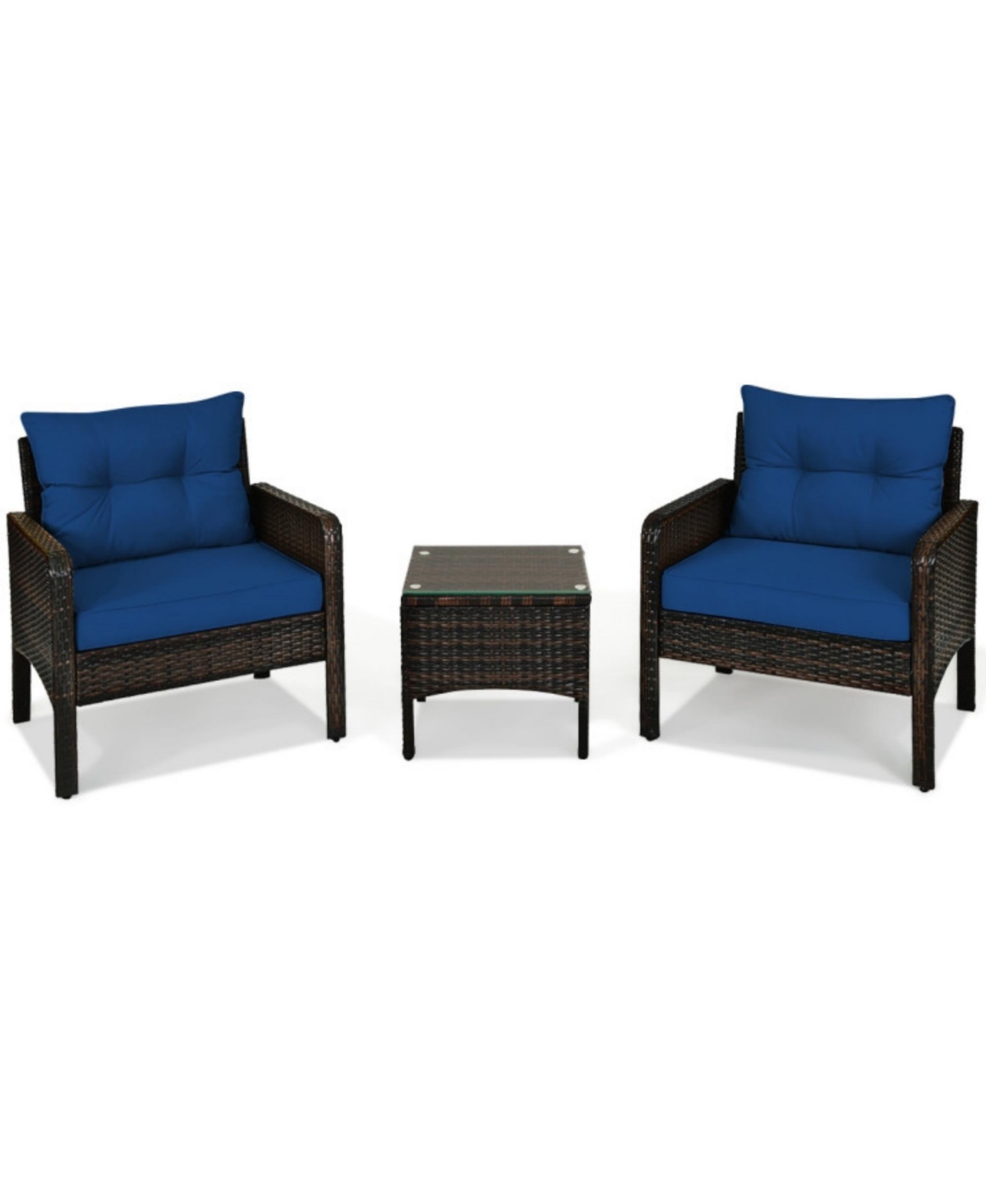 Click here for Clihome 3 Pieces Pe Rattan Patio Conversation Set... prices