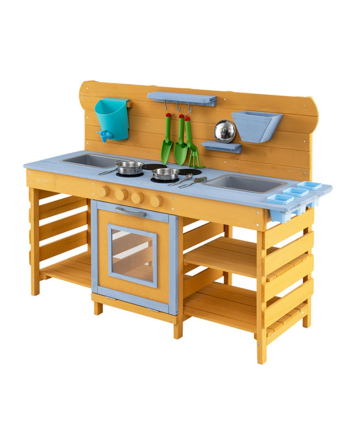 Click here for Hongge Wooden Mud Kitchen 2-Sink  4-Stove 14-Piece... prices