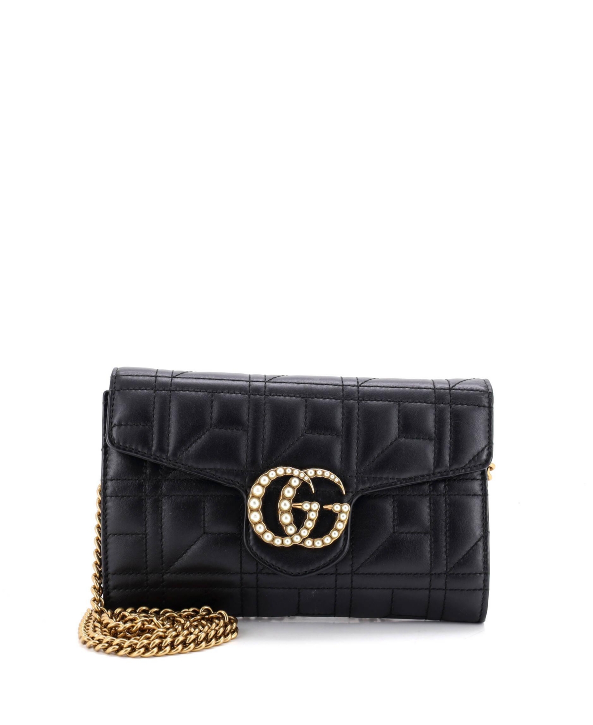 Click here for Pre-Owned Gucci Mini Pearly Gg Marmont Chain Walle... prices