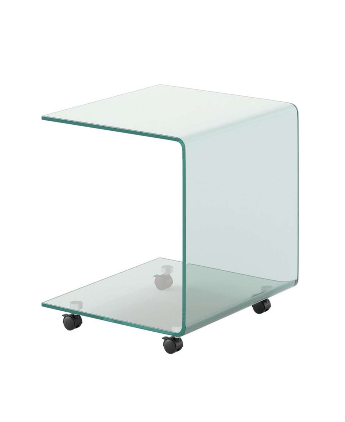 Click here for Sugift C-Shaped Tempered Glass End Table with Shel... prices