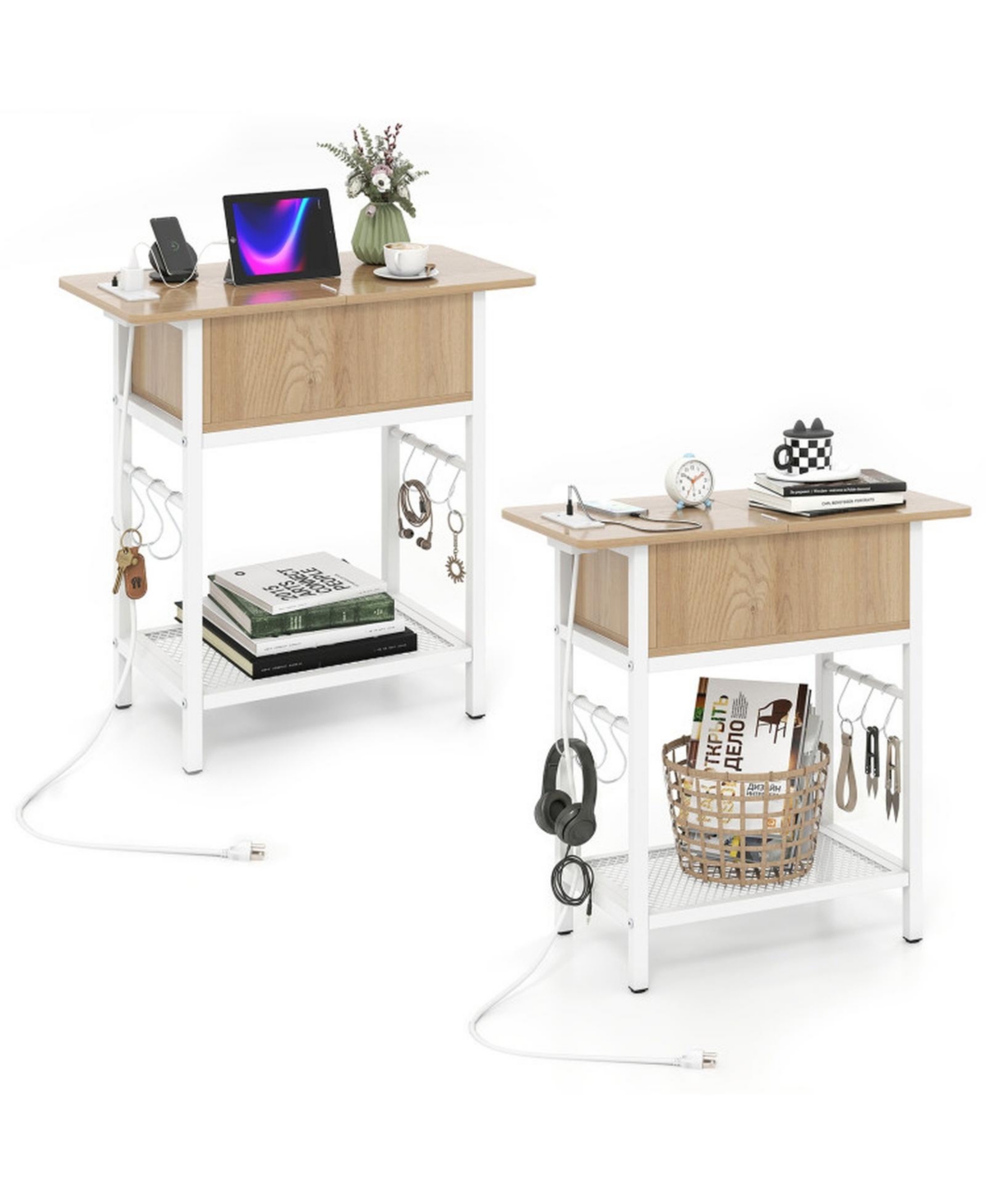 Click here for Sugift Set of 2 End Tables with Charging Station a... prices