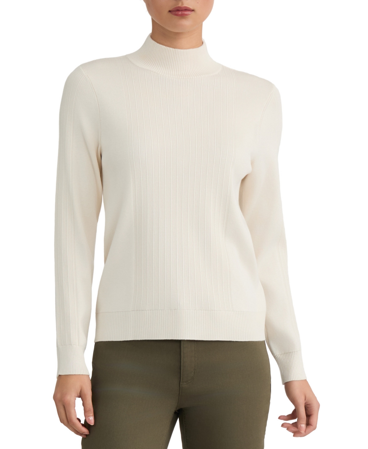 Click here for Jones New York Womens Mock Neck Sweater - Oat Milk prices