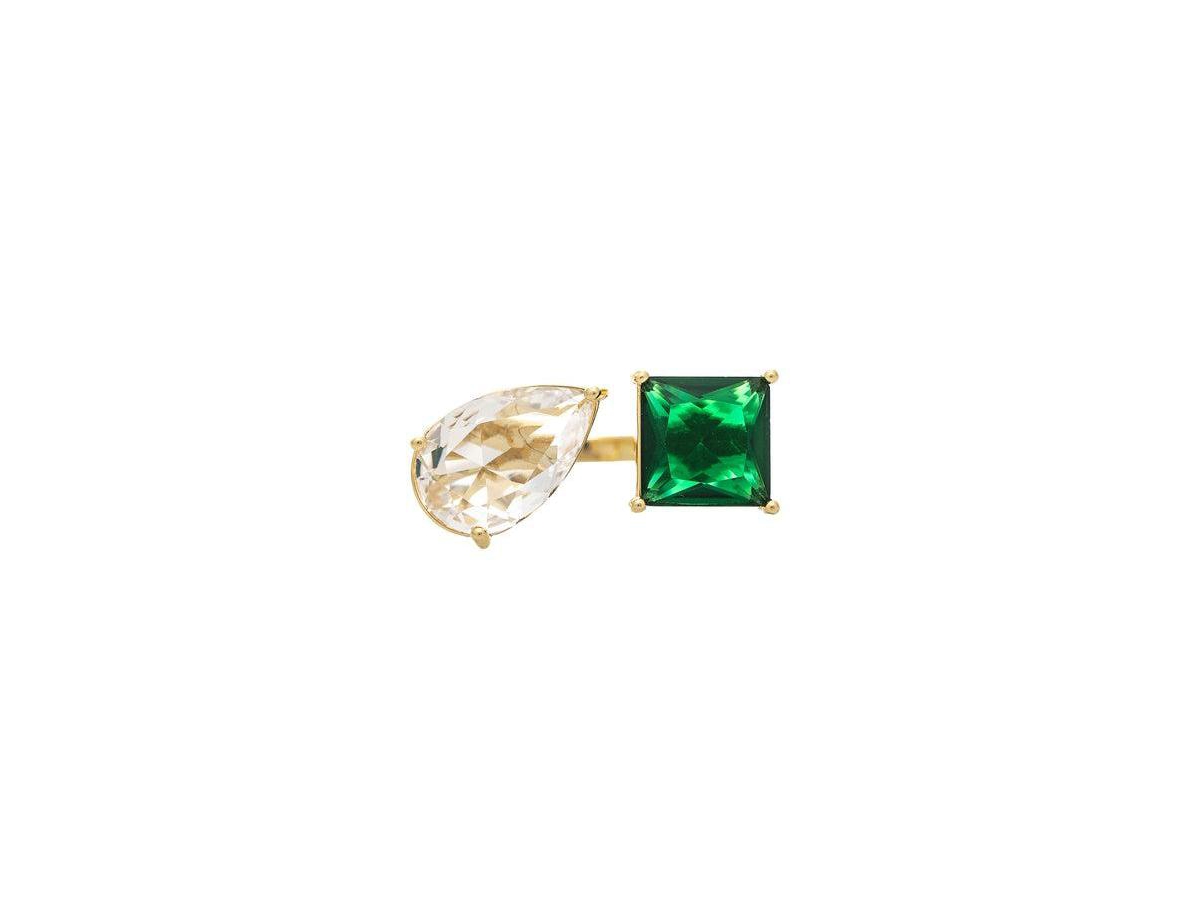 Click here for Rivka Friedman 18K Gold Plated Pear and Square Eme... prices