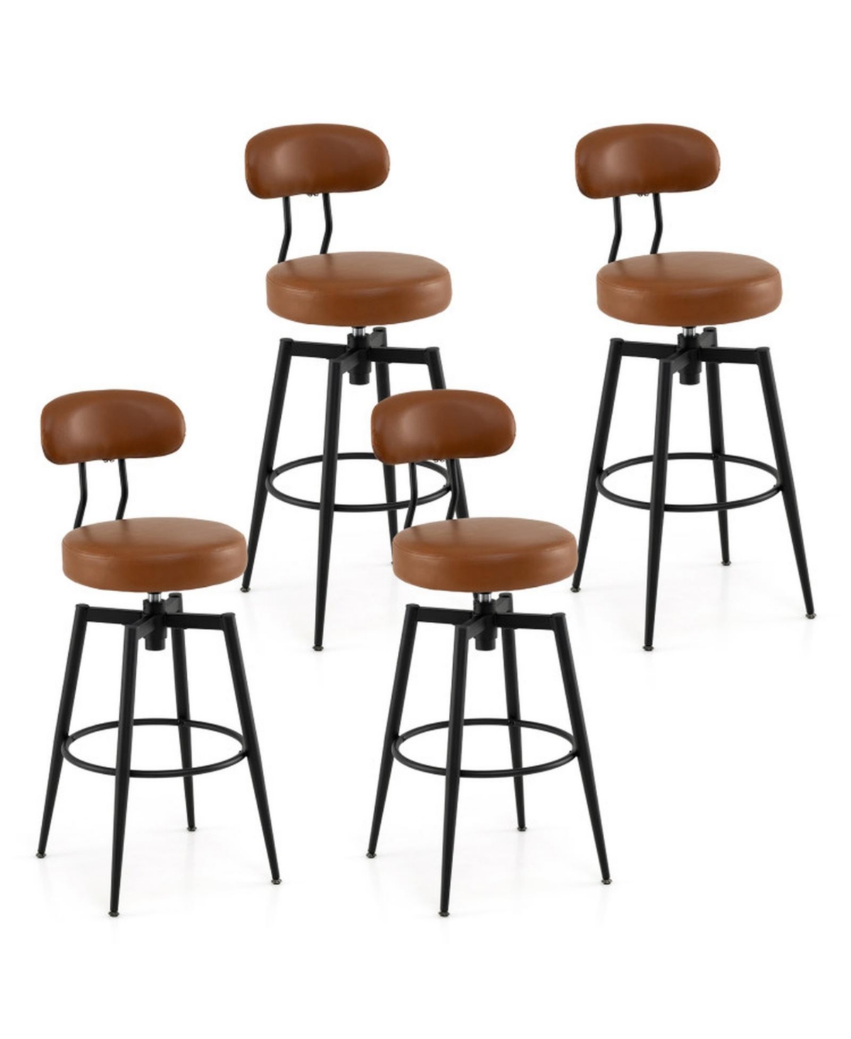 Click here for Sugift Set of 4 Swivel Barstools Faux Leather Upho... prices