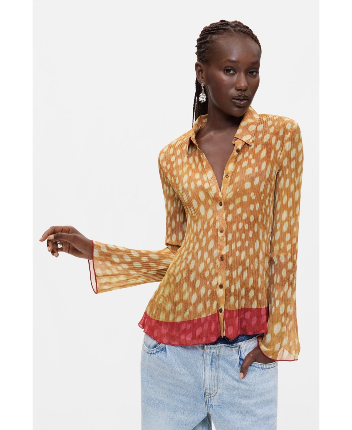 Click here for Desigual Womens Pleated Printed Shirt prices