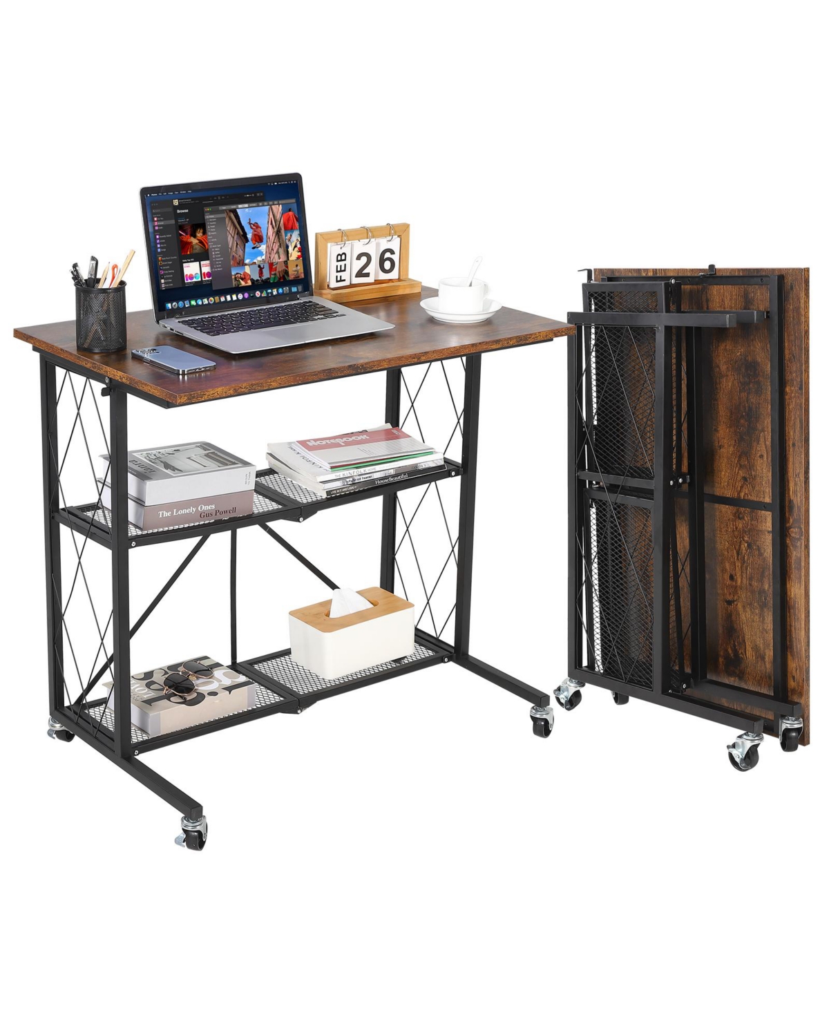 Click here for homfan 31.5 3-Tier Foldable Desk with Wheels â L... prices