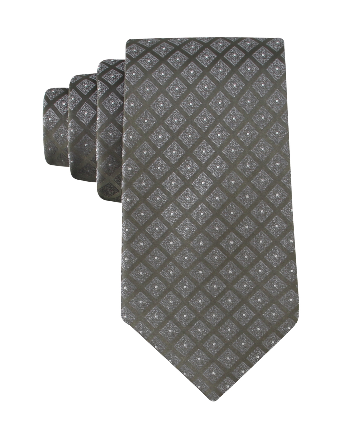 Click here for Calvin Klein Mens Grove Grid Classic Tie - Olive prices