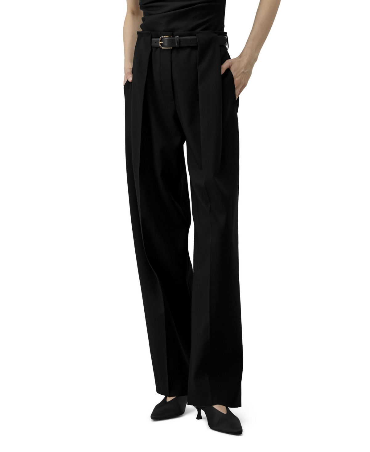 Click here for Lilysilk Womens Box Pleated Silk-Wool Trouser - Bl... prices
