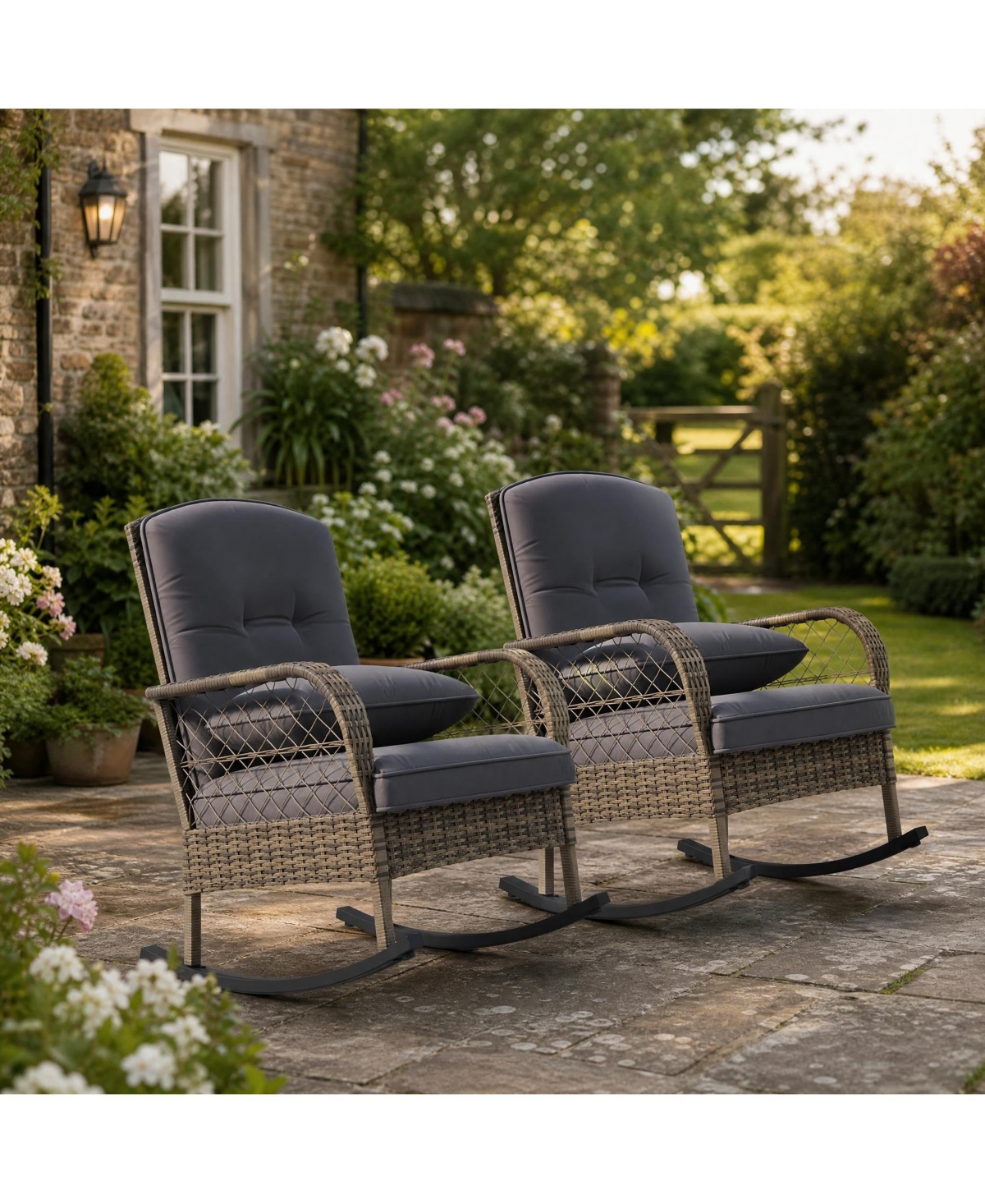 Click here for homfan Rocking Bistro Set of 2  Outdoor Rattan Roc... prices