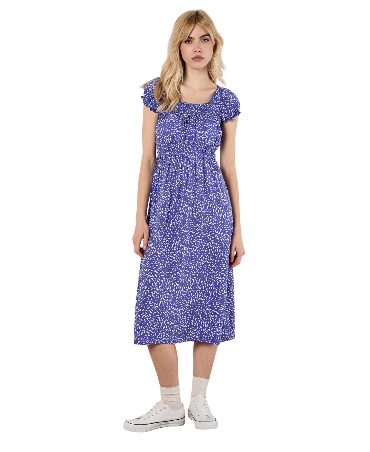 Click here for Apricot Womens Brush-Dot Smocked Square Neck Milkm... prices