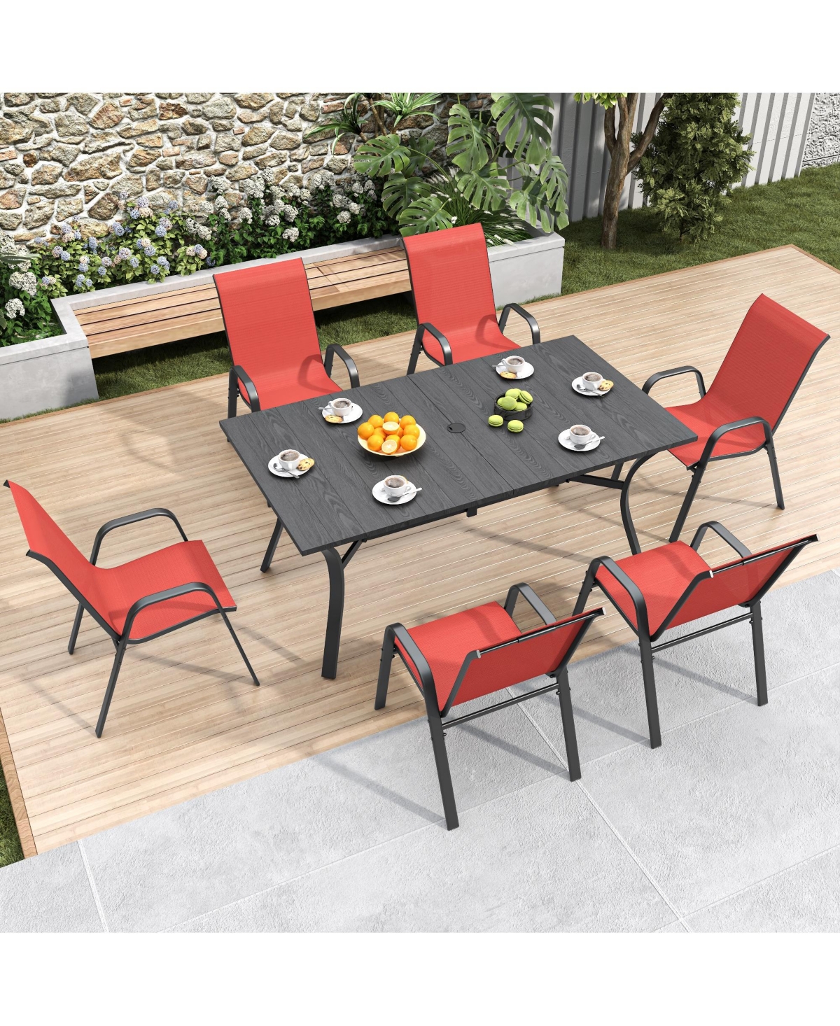 Click here for Clihome 6 Pack Teslin Fabric Patio Dining Chairs... prices