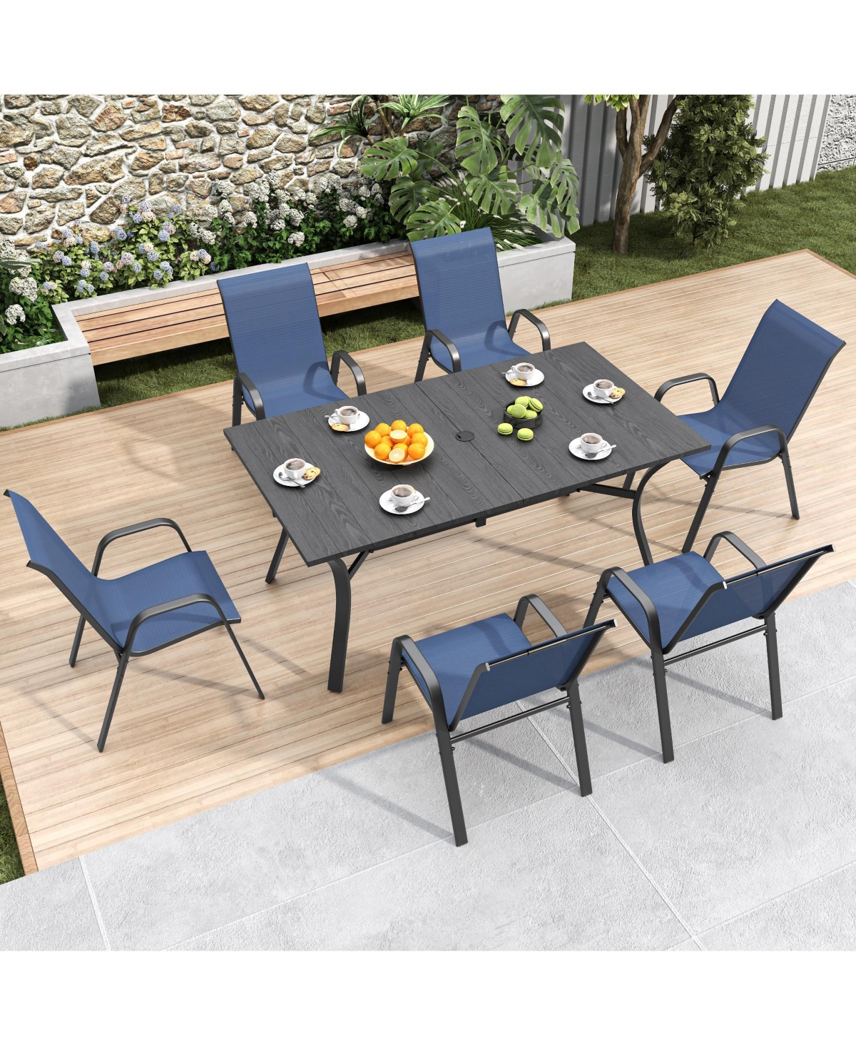 Click here for Clihome 6 Pack Teslin Fabric Patio Dining Chairs... prices