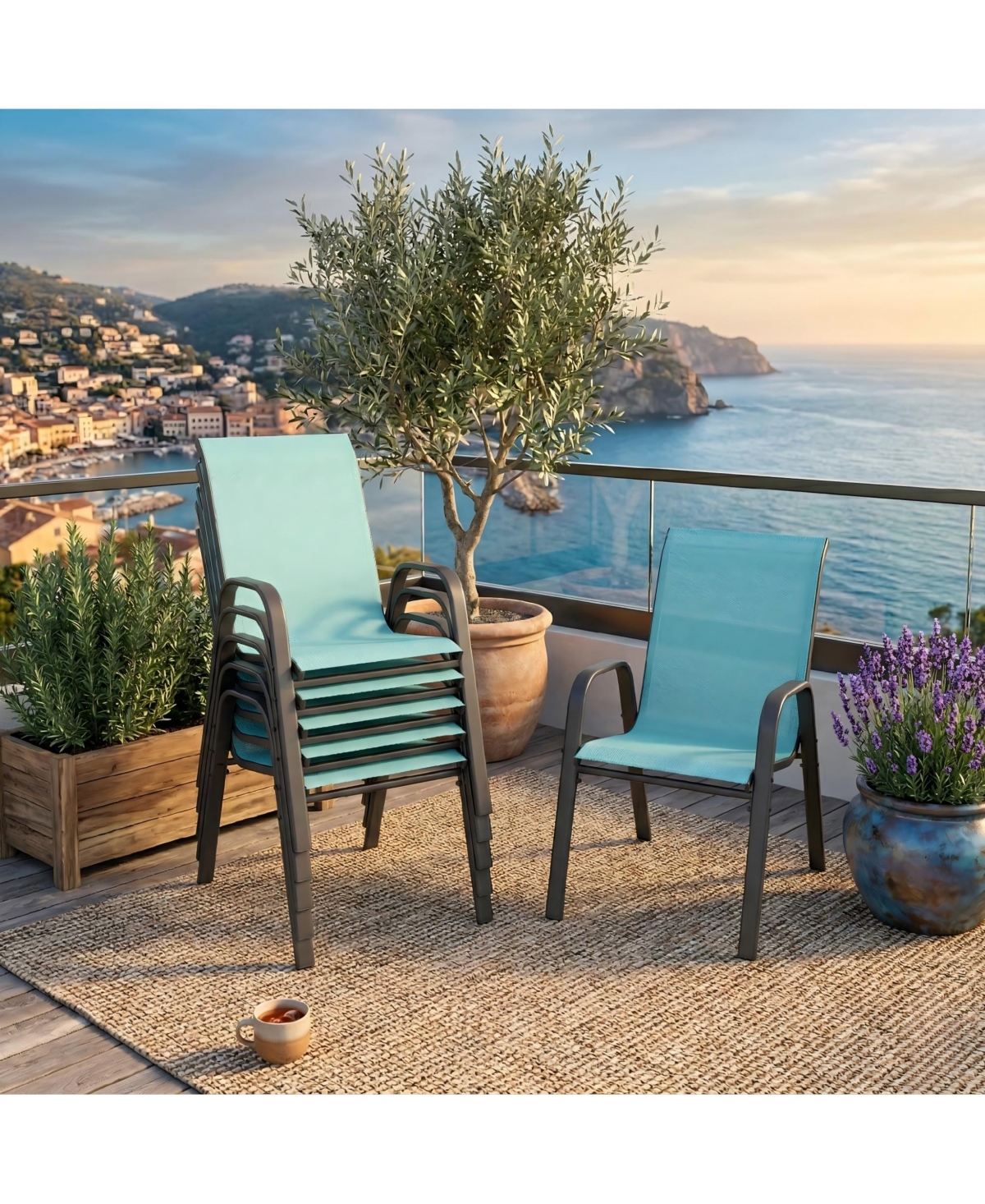 Click here for Clihome 6 Pack Teslin Fabric Patio Dining Chairs... prices