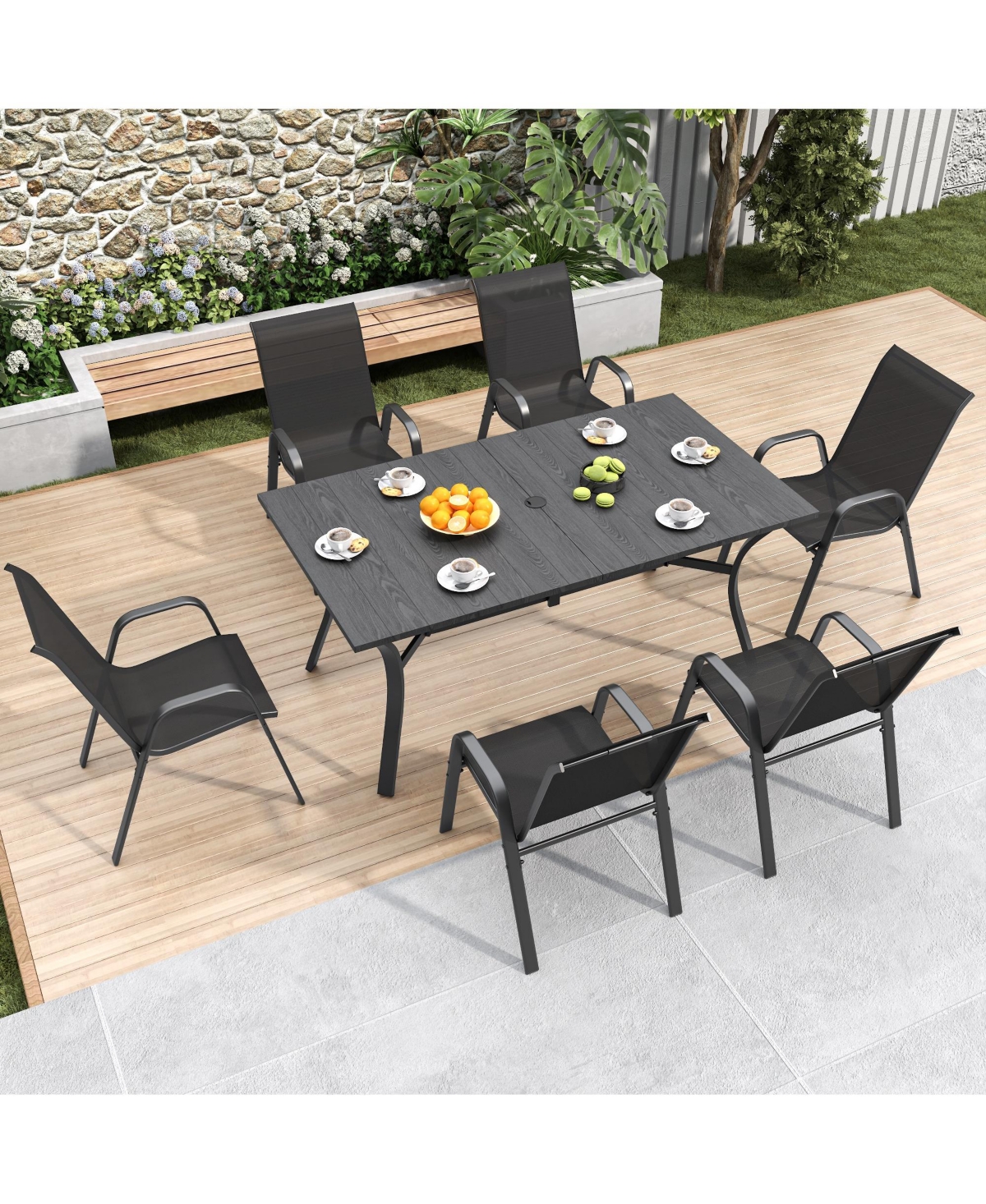 Click here for Clihome 6 Pack Teslin Fabric Patio Dining Chairs... prices