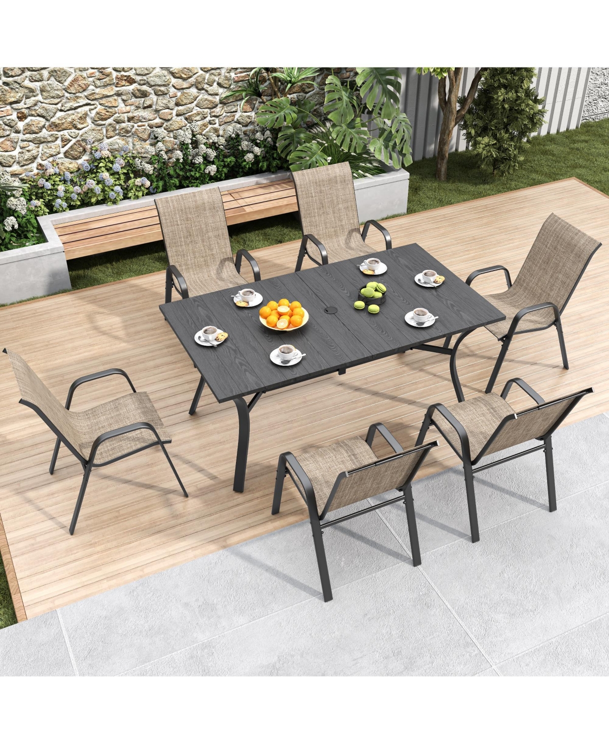 Click here for Clihome 6 Pack Teslin Fabric Patio Dining Chairs... prices