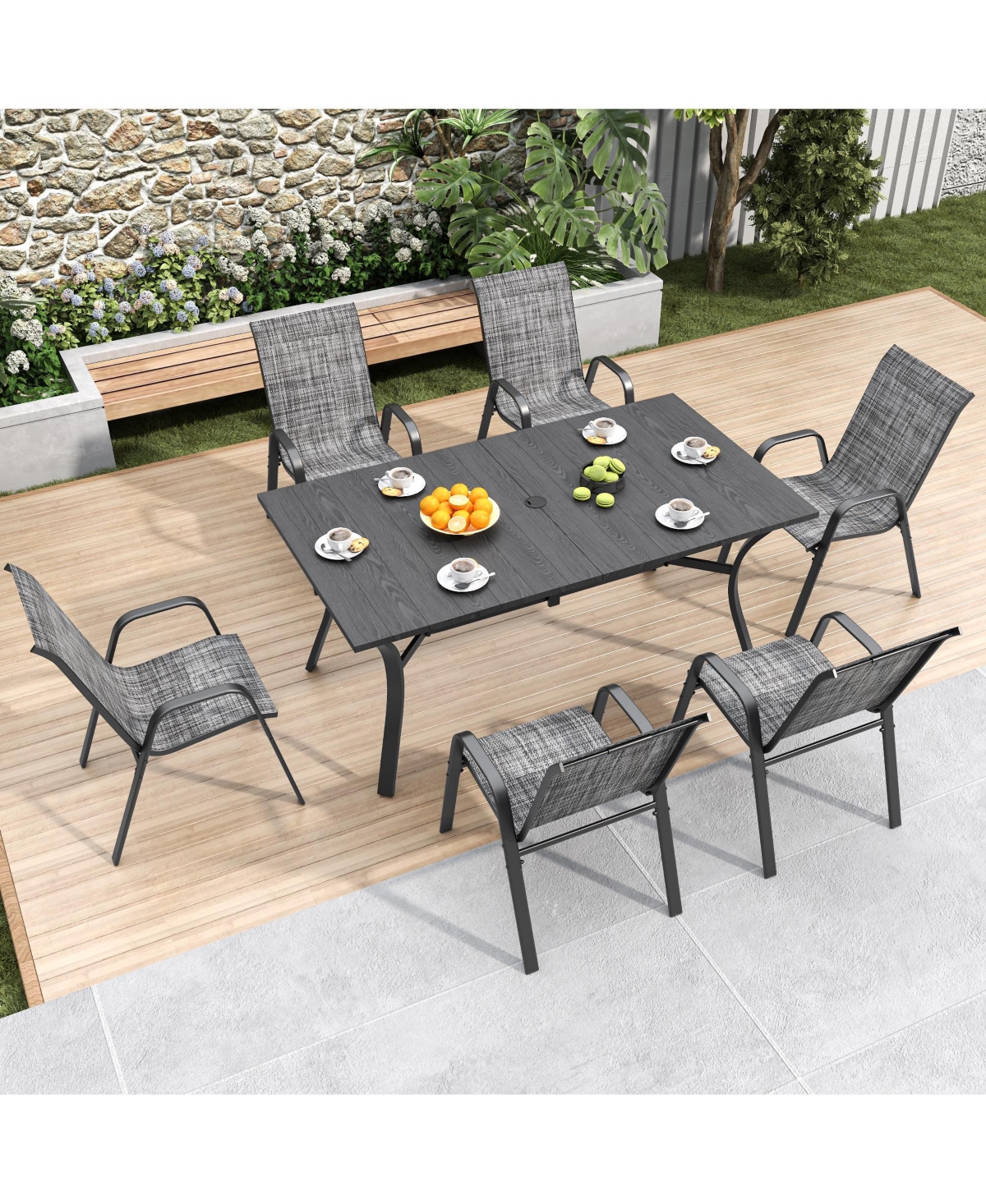 Click here for Clihome 6 Pack Teslin Fabric Patio Dining Chairs... prices