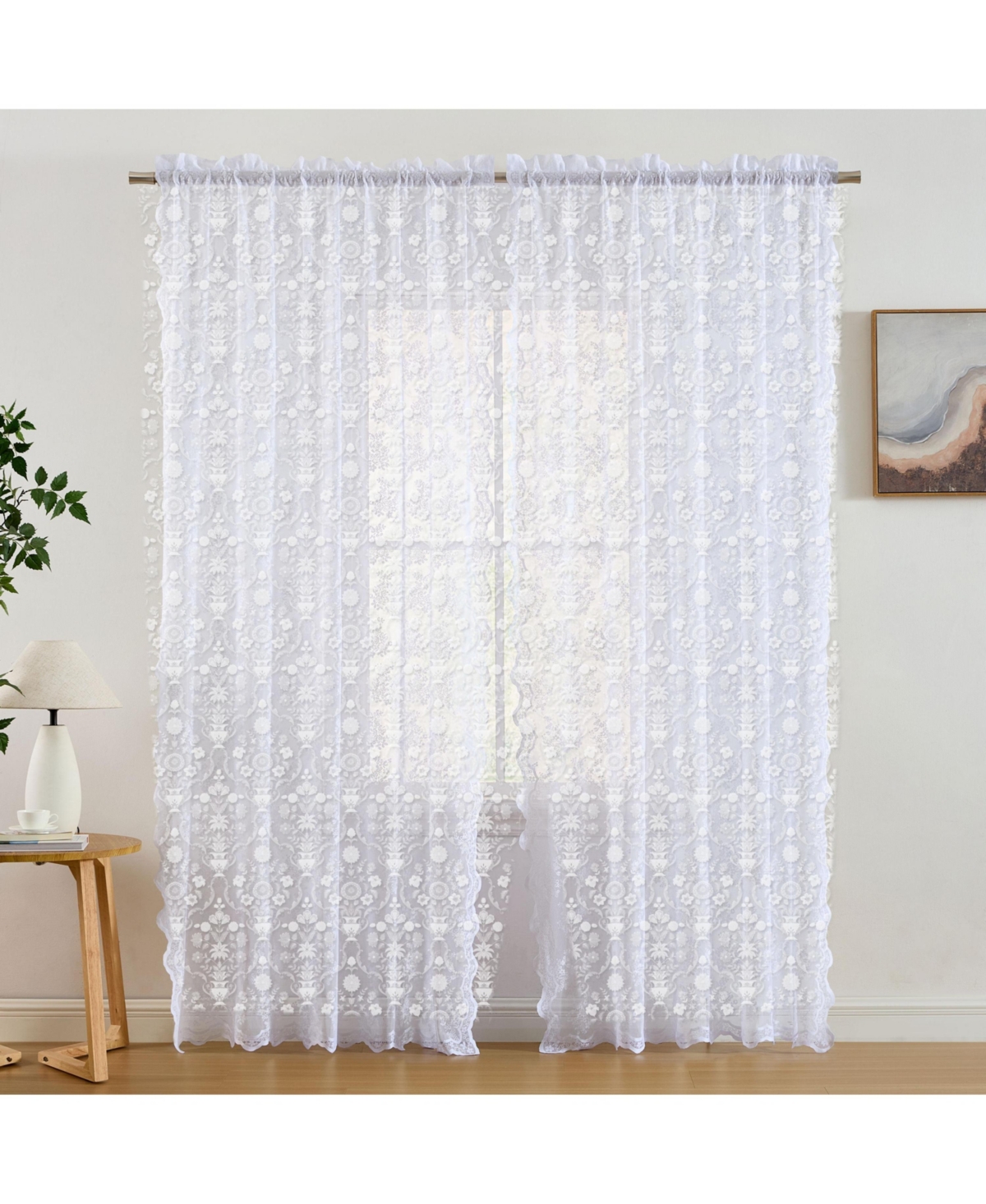 Click here for Hlc.me Clara Floral Soft Decorative Lace Semi Shee... prices