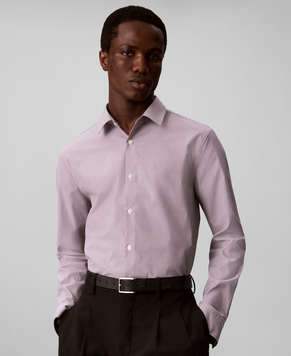 Click here for Calvin Klein Mens Stretch Striped Slim-Fit Dress S... prices