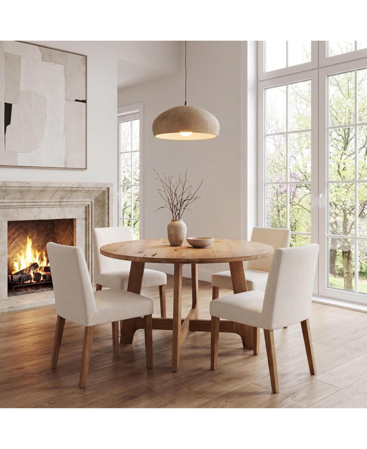 Click here for Tribesigns Solid Wood Round Dining Table for 4  47... prices