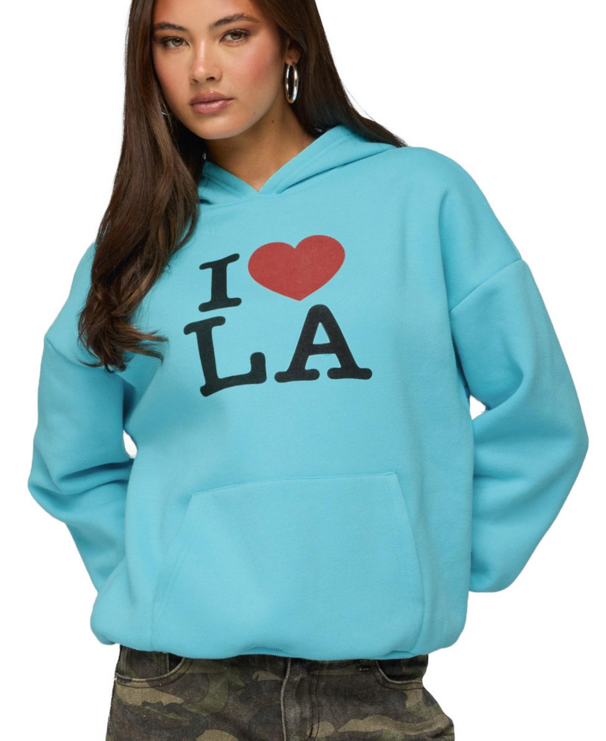 Click here for Edikted Womens I Heart La Hoodie - Turquoise prices