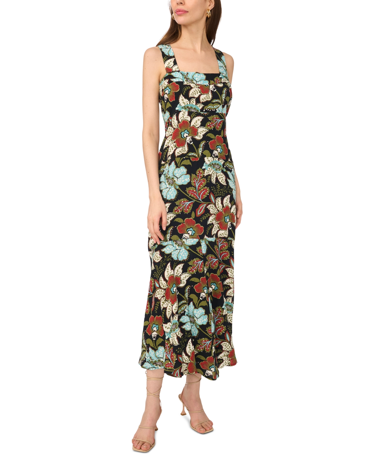 Click here for Msk Womens Floral-Print Smocked-Back Maxi Dress -... prices