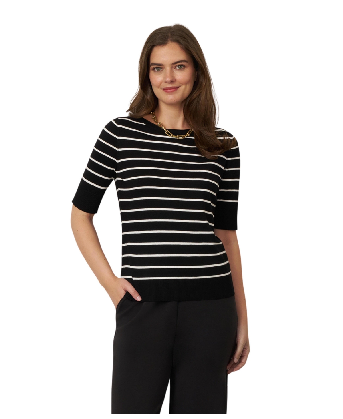 Click here for Cable & Gauge Womens Stripe Ballet Neck Sweater -... prices