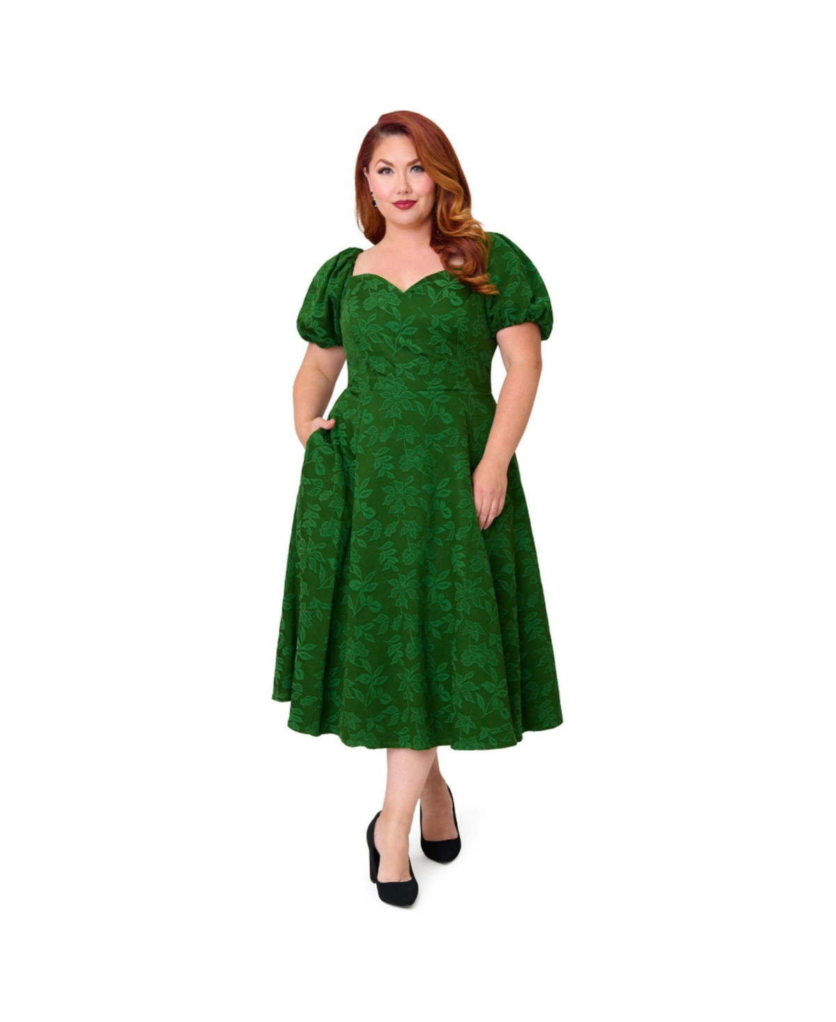 Click here for Unique Vintage Plus Size Jacquard Sweetheart Swing... prices