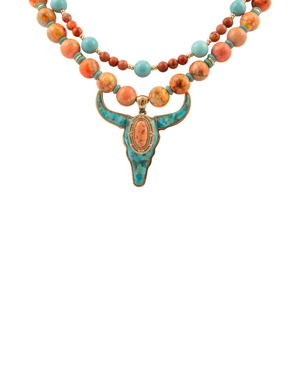 Click here for Barse Longhorn Blue Turquoise Golden Necklace - Go... prices