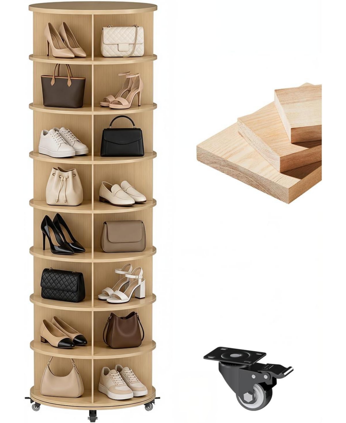 Click here for Aecojoy 8 Tier Rotating Shoe Rack with 2 Drawers a... prices
