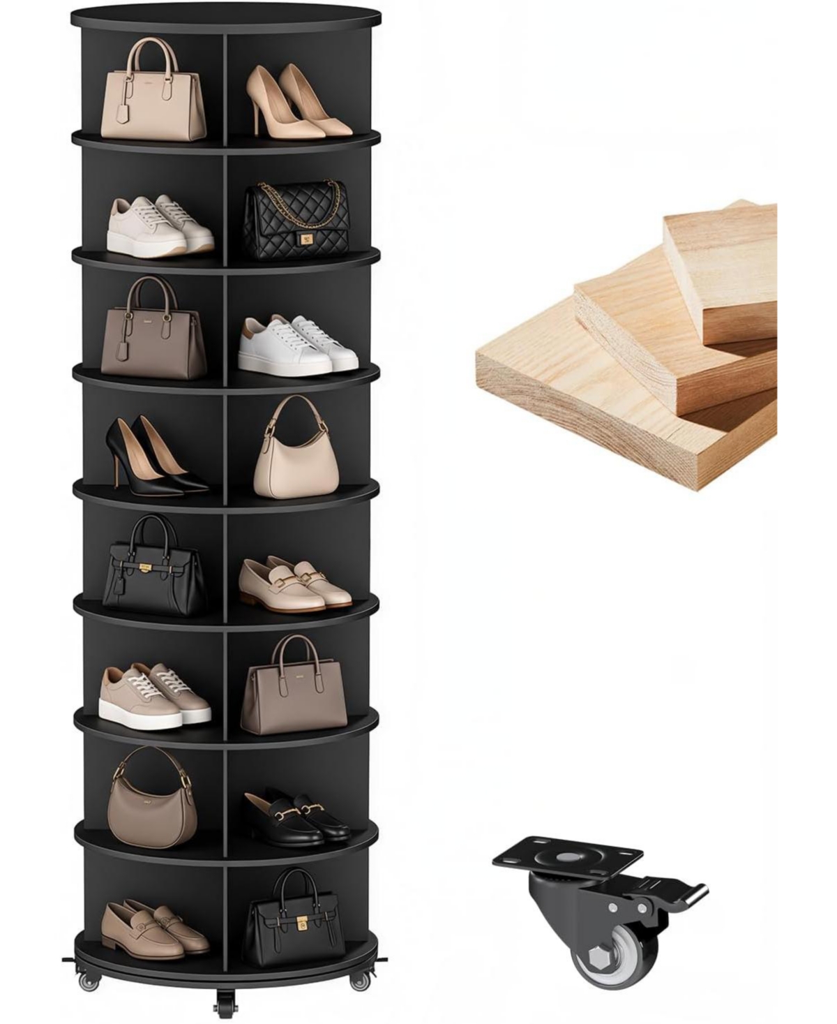 Click here for Aecojoy 8 Tier Rotating Shoe Rack with 2 Drawers a... prices