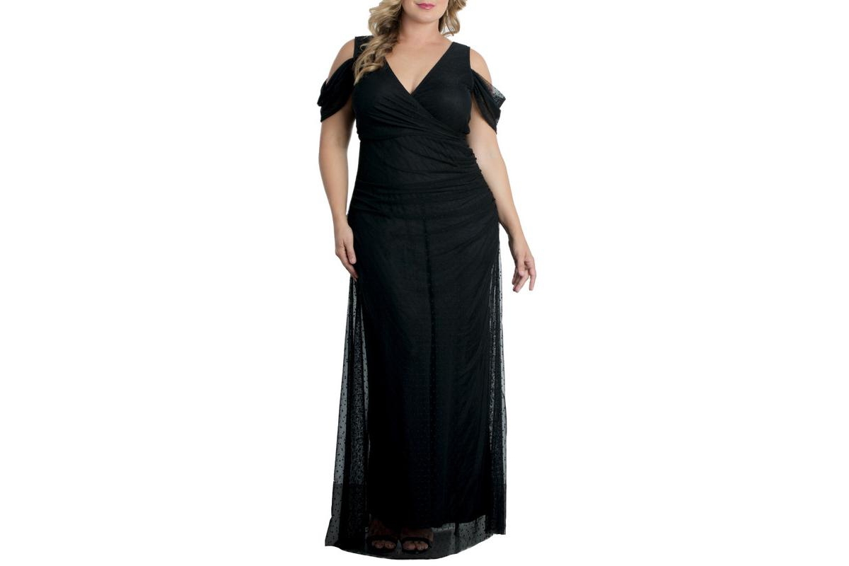 Click here for Kiyonna Plus Size Seraphina Mesh Gown - Onyx prices