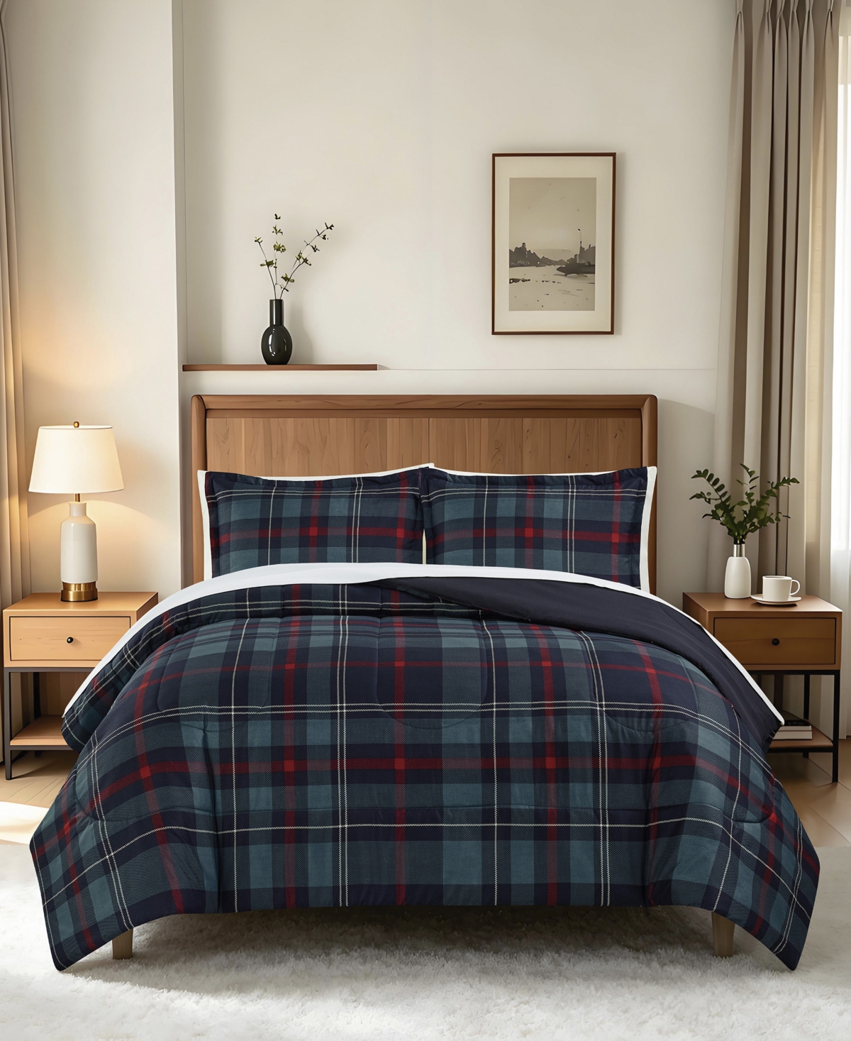 Click here for Macys Danny Plaid Reversible Microfiber 3-piece Co... prices