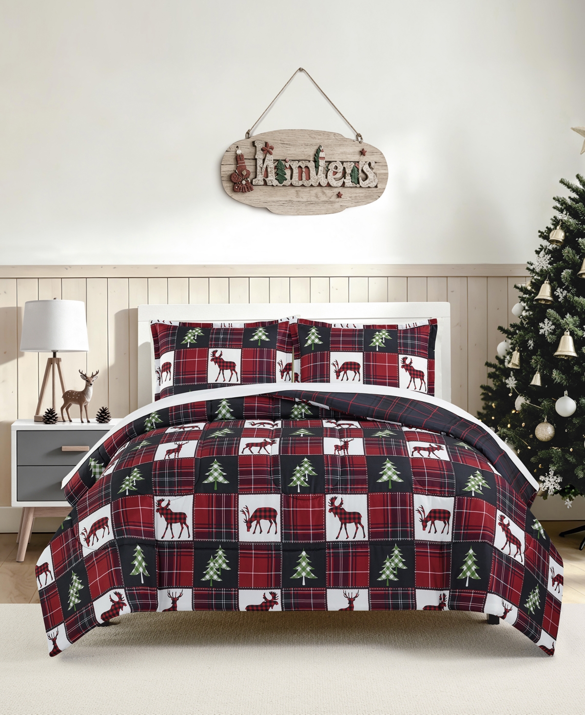 Click here for Macys Deer Check Reversible Microfiber 3-piece Com... prices