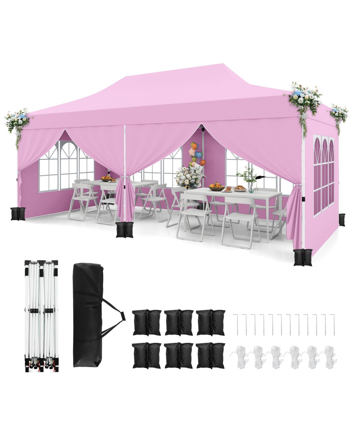 Click here for Gouun 10 x 20 feet Pop-Up Canopy Tent with 6 Sidew... prices