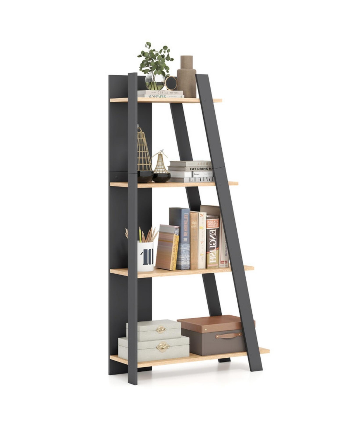 Click here for Sugift 4-Tier Modern Wooden Vertical Bookshelf Dis... prices