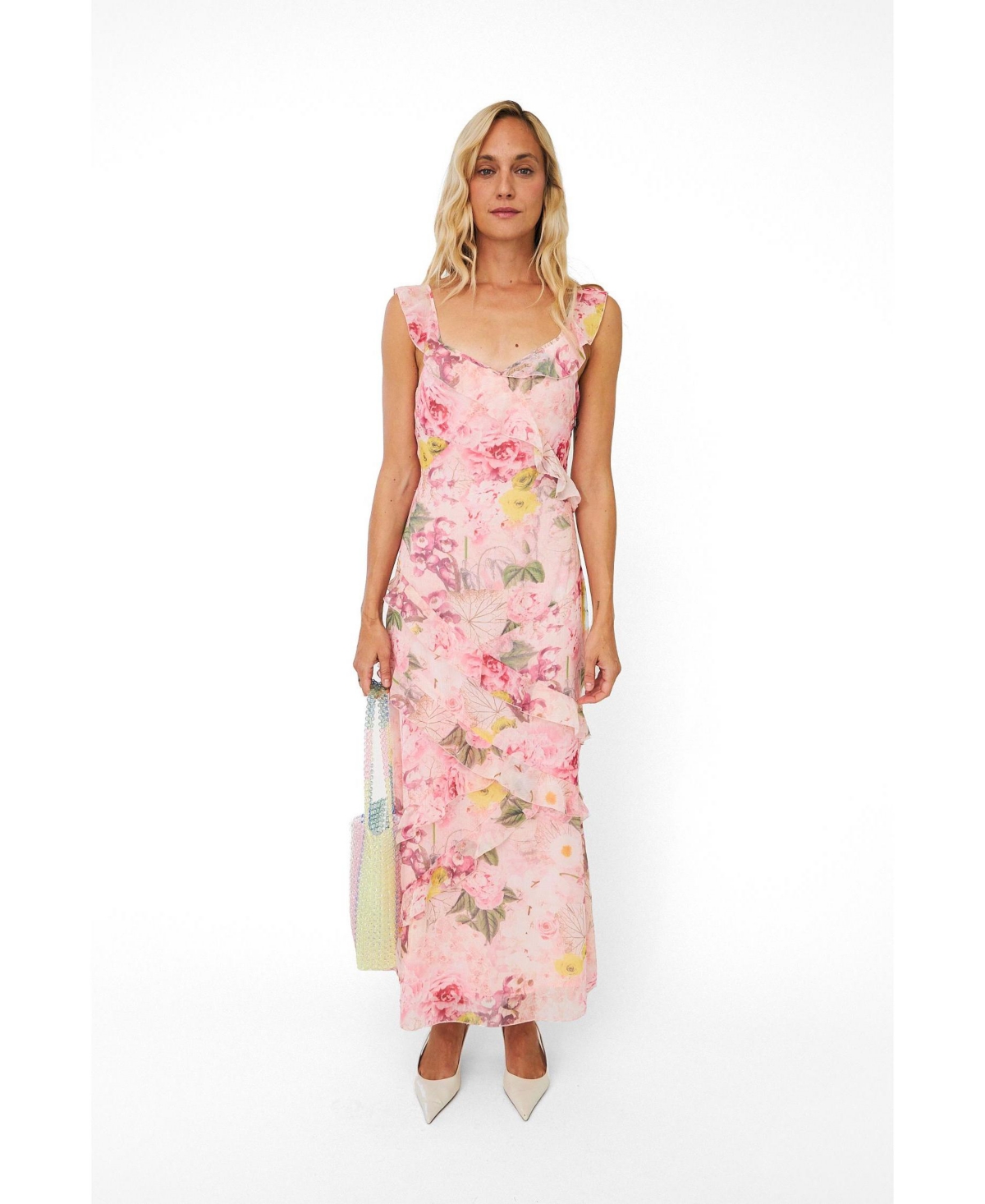 Click here for Cras Womens Levine Floral-Print Ruffle Maxi Dress... prices