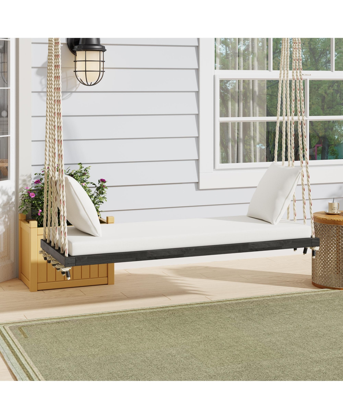 Click here for Boyel Living Wooden Porch Swing Bench with Cushion... prices