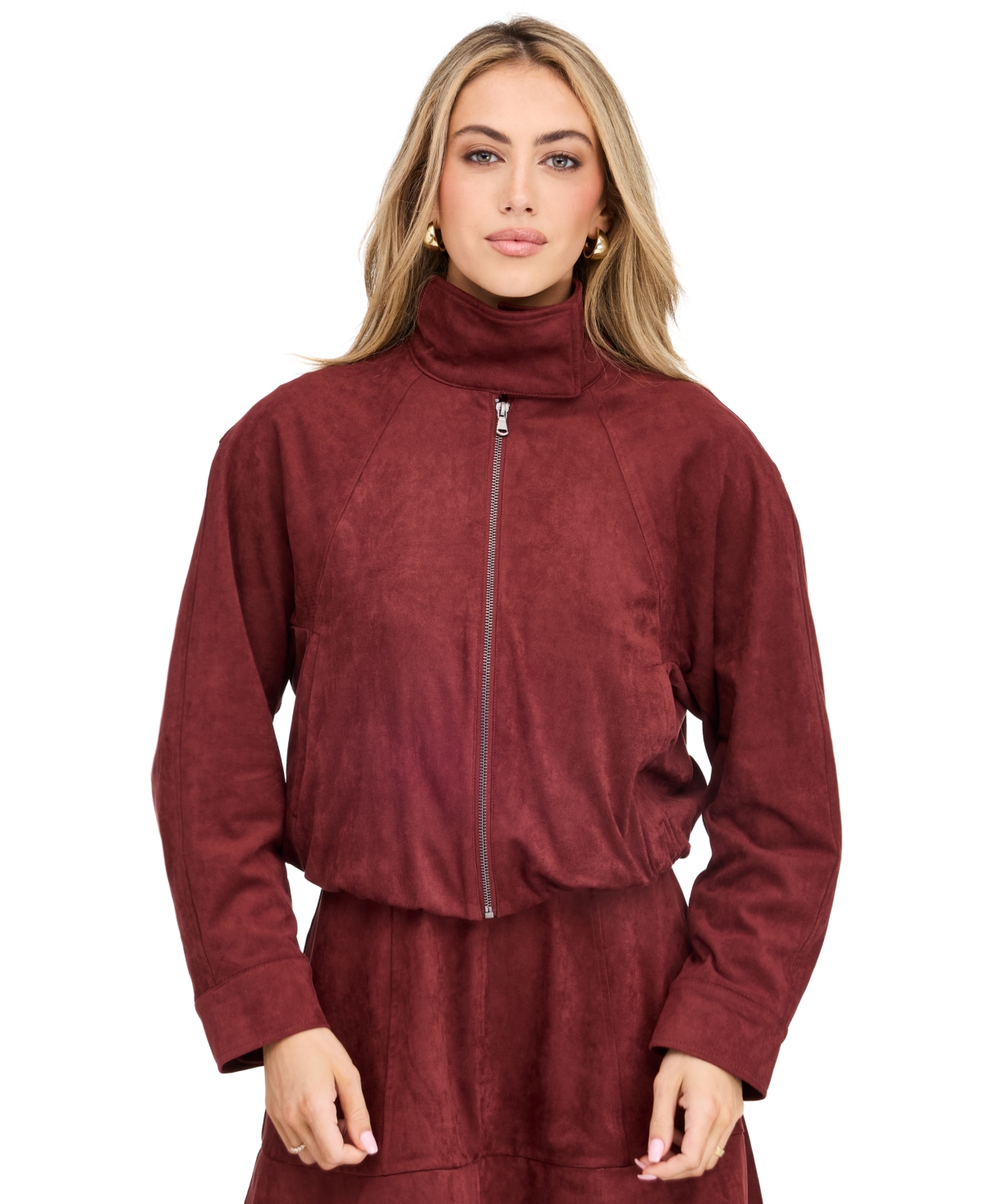 Click here for Kittenish Womens Porter Faux-Suede Bomber Funnel N... prices