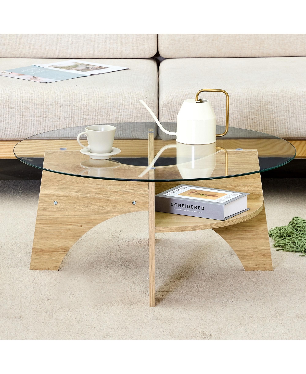 Click here for flynama 31.5 Inch Round Tempered Glass Coffee Tabl... prices