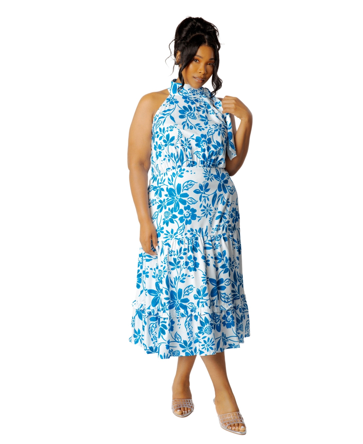 Click here for Buxom Couture Plus Size Floral Halter Neck Midi Dr... prices