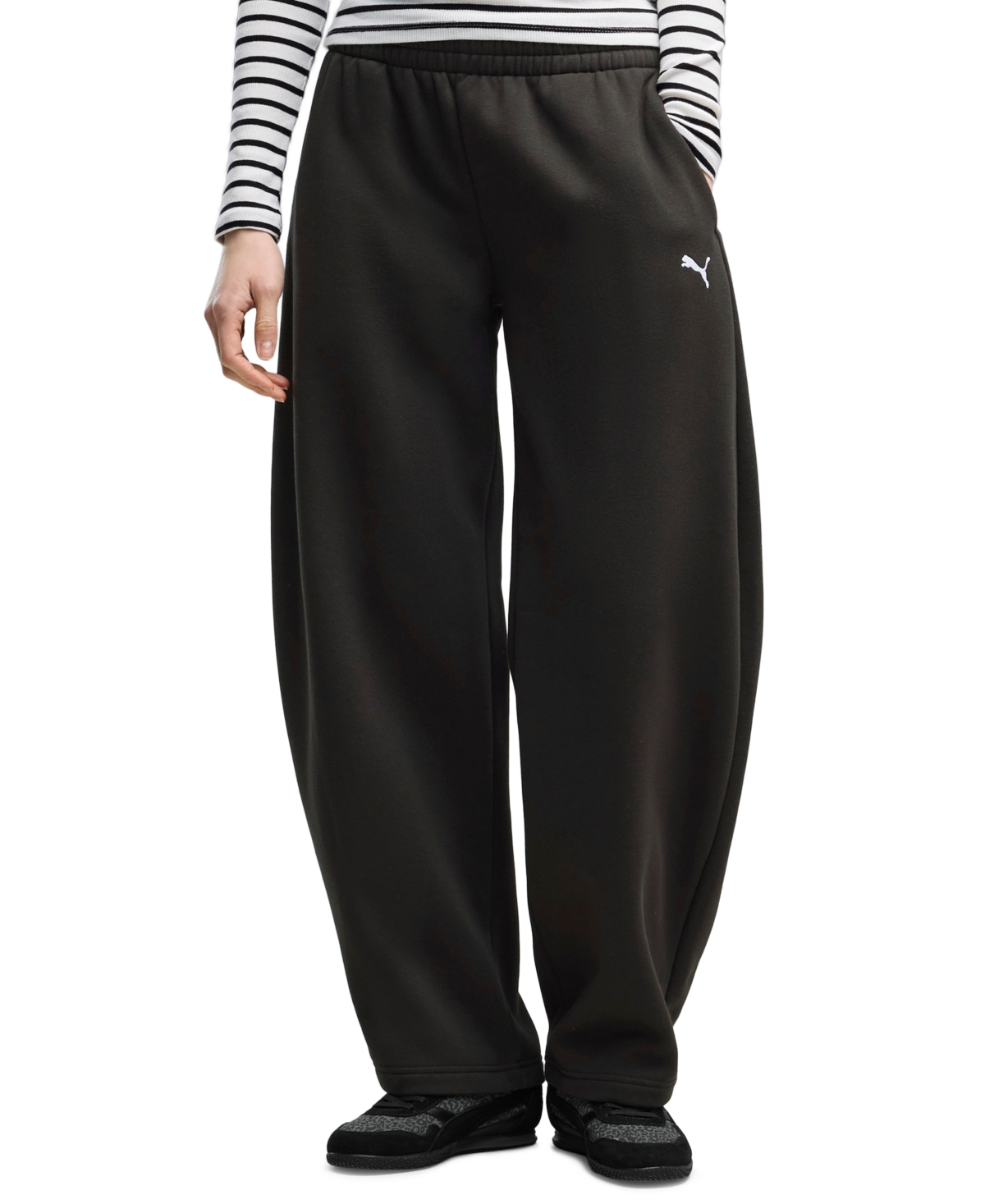 Click here for Puma Womens Ess Relaxed Barrel-Leg Fleece Pants -... prices