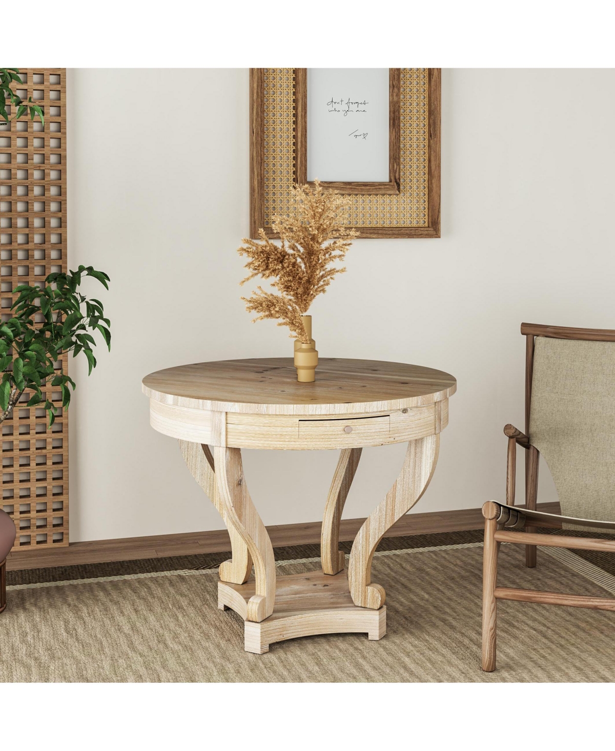 Click here for Flynama Farmhouse Round End Table 2 Drawer Mdf Ven... prices