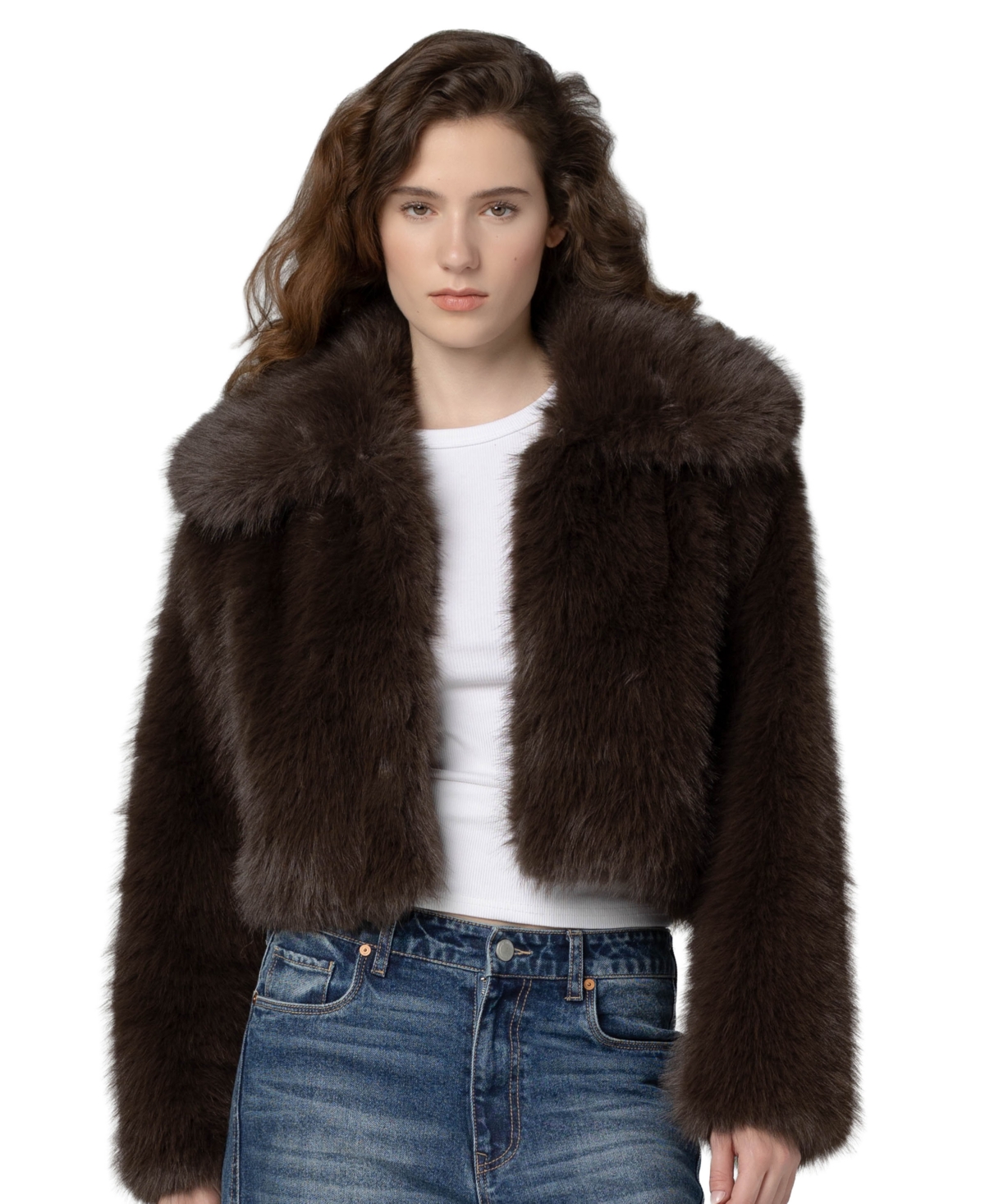 Click here for Blank Nyc Womens Make It Rain Faux-Fur Cropped Jac... prices