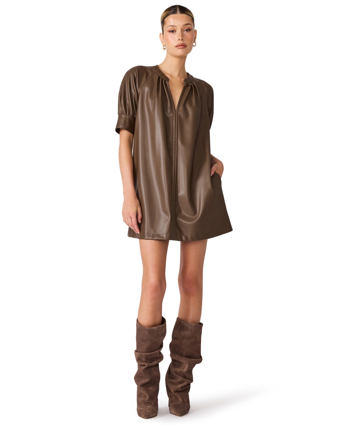 Click here for Steve Madden Womens Sharleene Puff-Sleeve Polyuret... prices