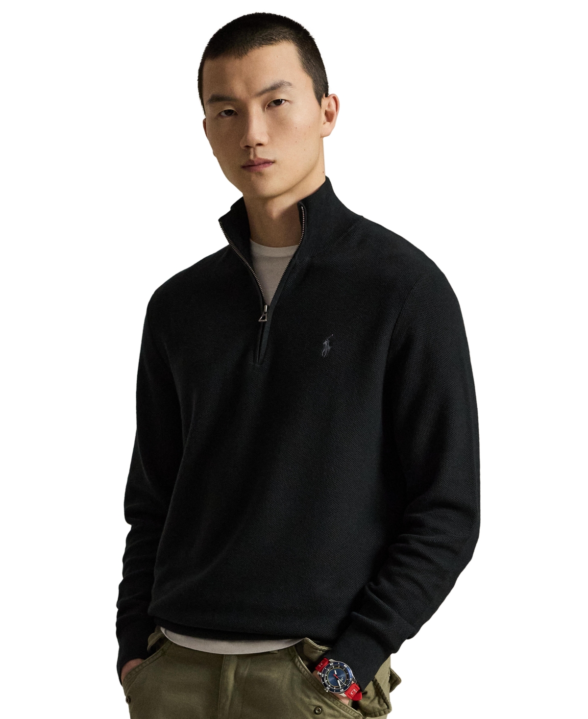 Click here for Polo Ralph Lauren Mens Mesh-Knit Cotton Quarter-Zi... prices