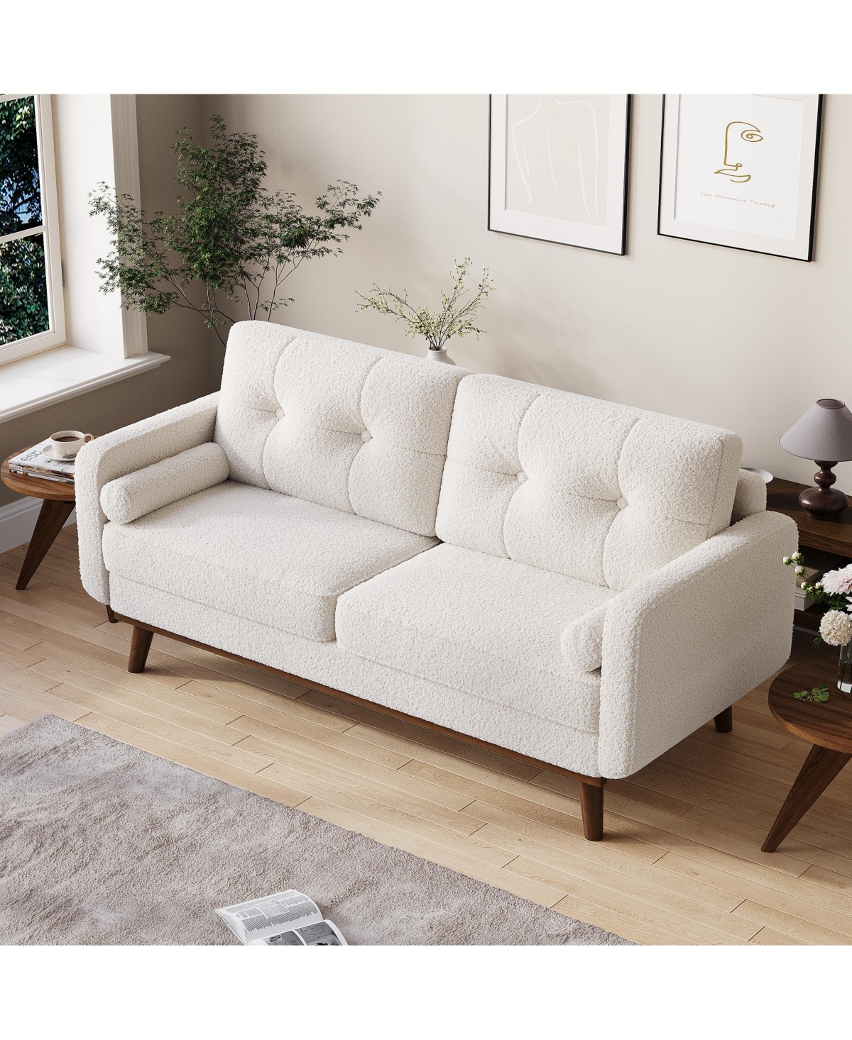 Click here for homfan Mid Century Modern Loveseat Sofa 65  2-Seat... prices