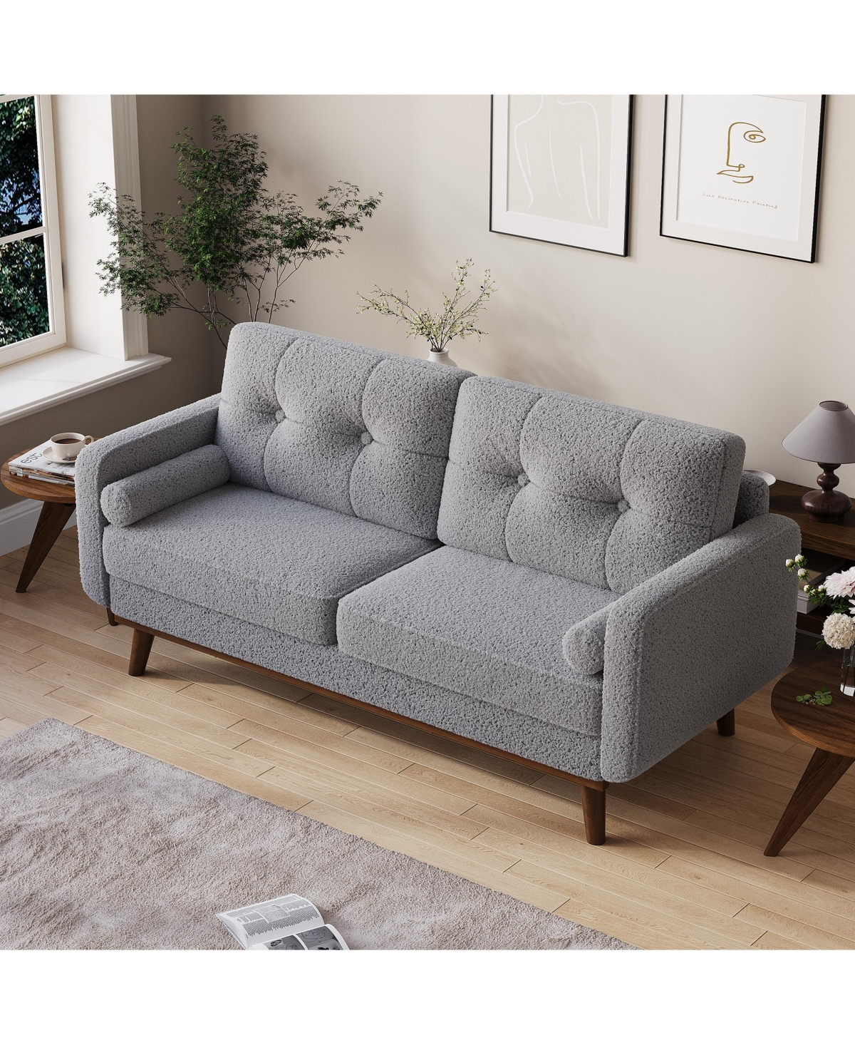 Click here for homfan Mid Century Modern Loveseat Sofa 65  2-Seat... prices